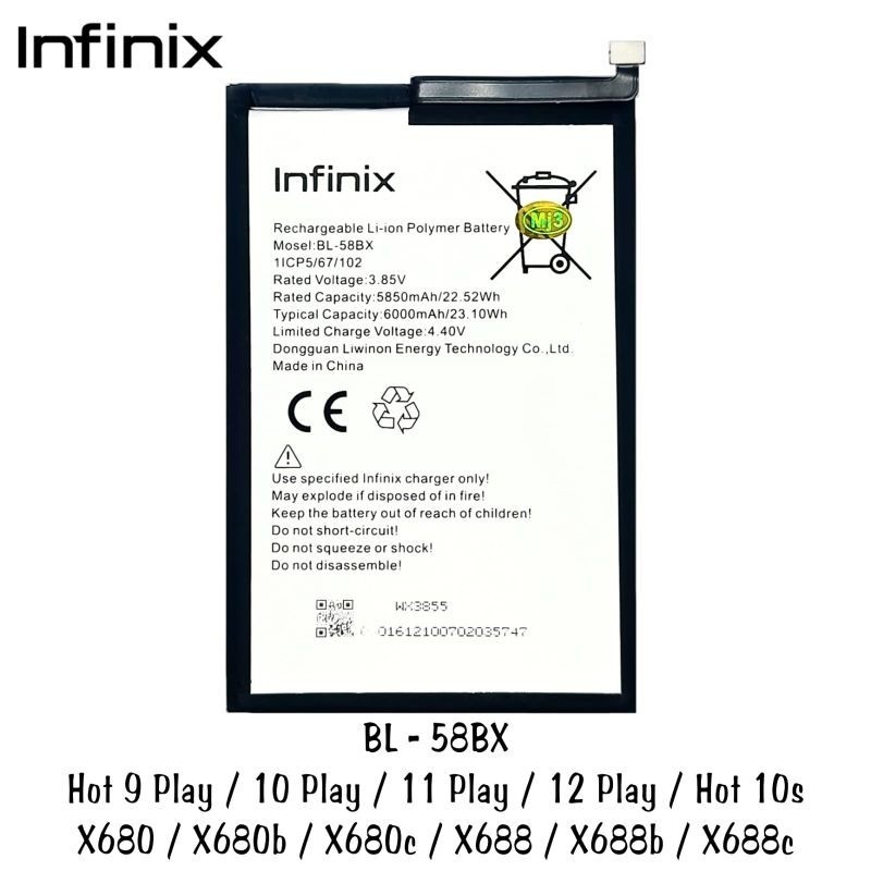 Jual Baterai Infinix BL-58BX / Hot 10S / Hot 9 play / Hot 10 play / Hot ...