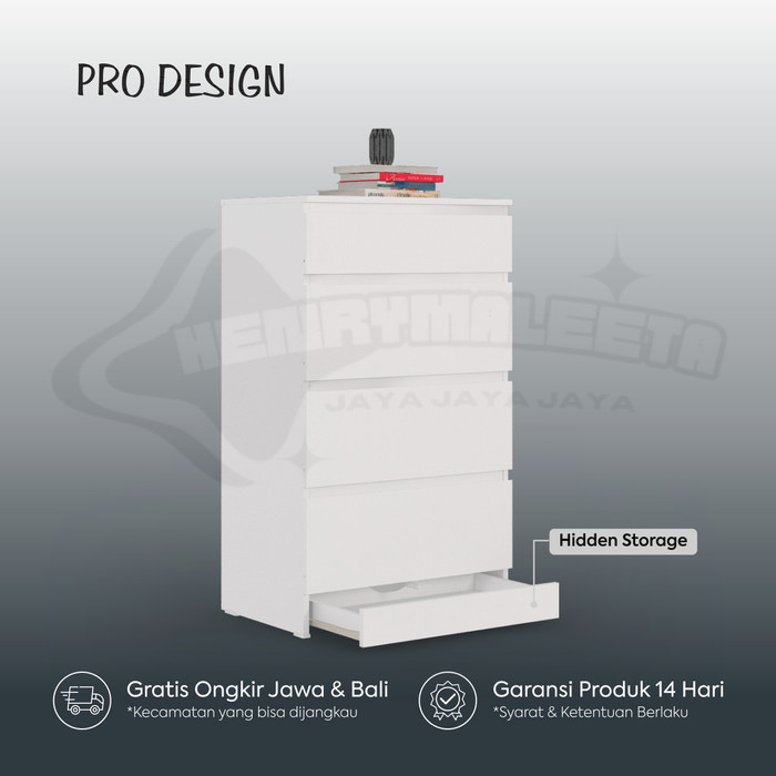 Jual Pro Design Eleven CD 4 Lemari Laci - White | Shopee Indonesia