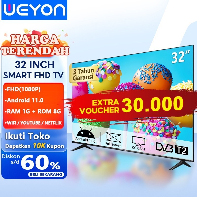 Jual Weyon Sakura Android TV LED 32 inch Smart TV Digital Android 11.0 /OS Coolita Garansi 3 ...
