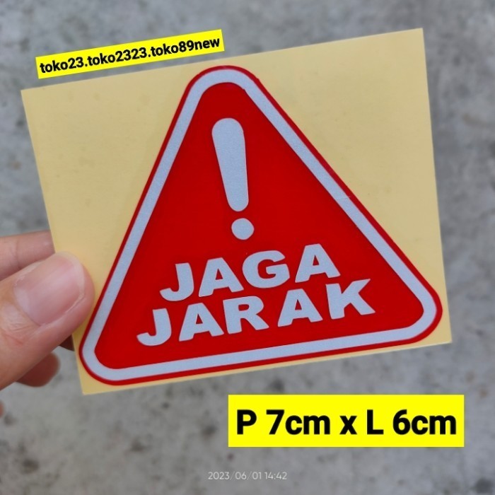 Jual stiker motor jaga jarak sticker cutting logo simbol perhatian jaga ...