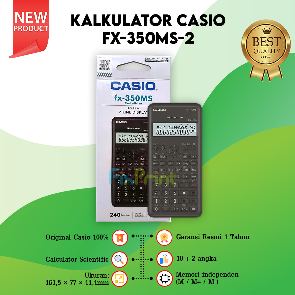 Jual Casio FX-350MS 2 Calculator Scientific Kalkulator Ilmiah Standar ...