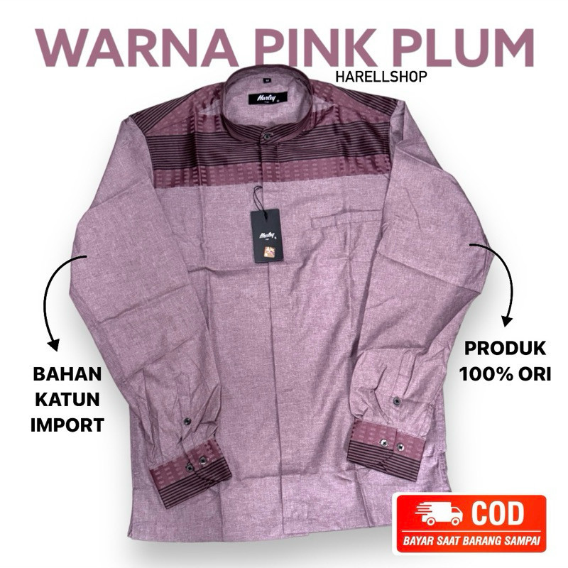 Jual Kemeja koko HARLEY warna PLUM / DUSTY PINK TUA lengan PANJANG ...