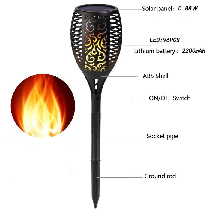 Jual DN Lampu Obor Api Led Tancap Taman - Tenaga Surya ( Solar Panel ...
