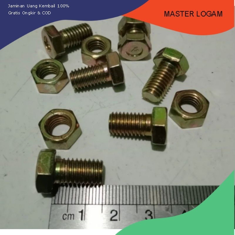 Jual BAUT MUR KUNING BMK M8X15MM BAUT SIKU LUBANG ( KUNCI 12 ) | Shopee Indonesia