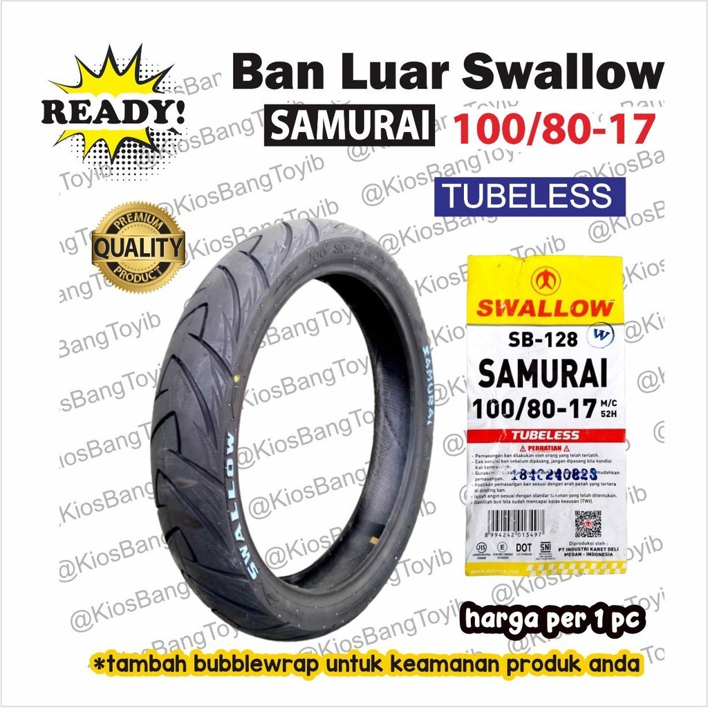 Jual Ban Luar SWALLOW Motor Bebek Tubeless 100/80-17 Motif Samurai ...