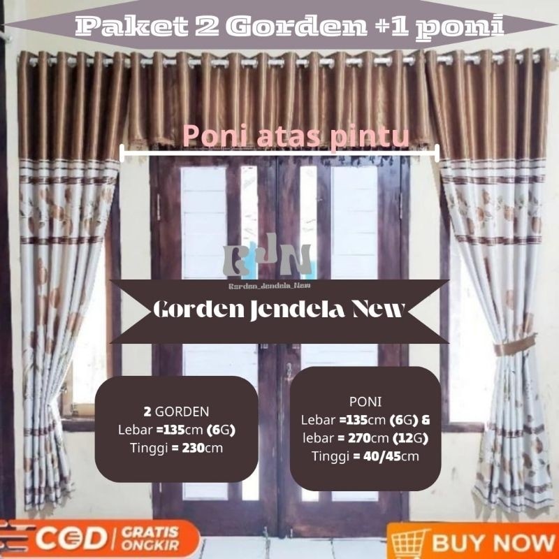 Jual Gorden 1 Paket Gorden 1set Gorden Dan Poni atas pintu utama ...