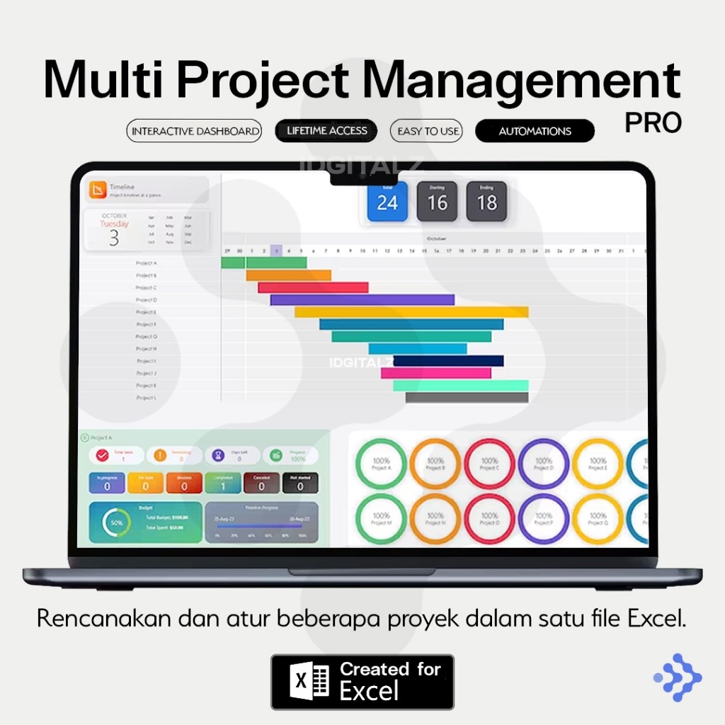Jual [T0124] Multi Project Management Pro Excel - Template Manajemen ...