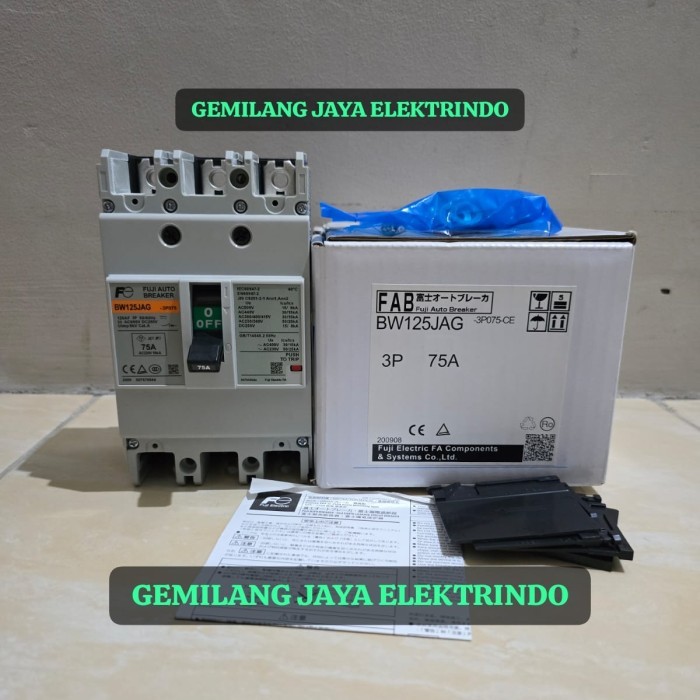 Jual MCCB FUJI BW125JAG 3P 75A 30KA / NFB FUJI BW125JAG 3P075 SERIES ...