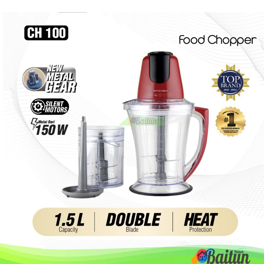 Jual Baitun Chopper Mitochiba CH-100 [1.5 Liter] / Food Processor Coper ...