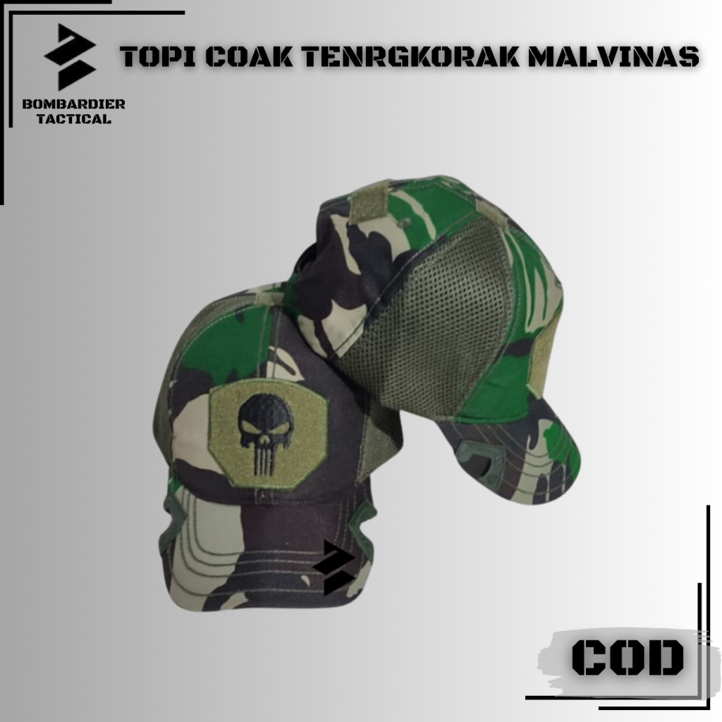 Jual TOPI TACTICAL COAK TENGKORAK LORENG MALVINAS BOMBARDIER COD / TOPI ...