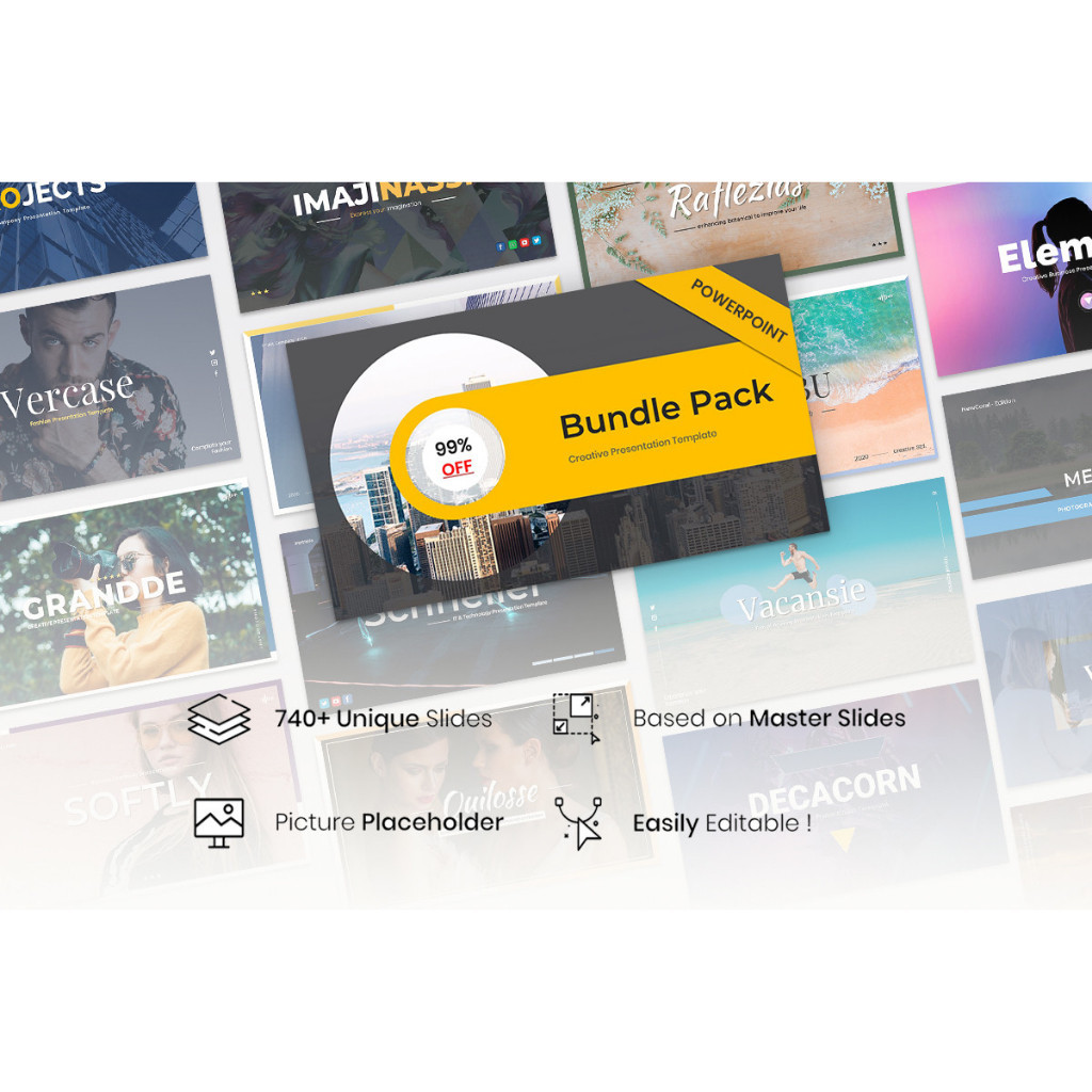 Jual Creative PowerPoint Template 740 Slide Unik dan 20 Template ...