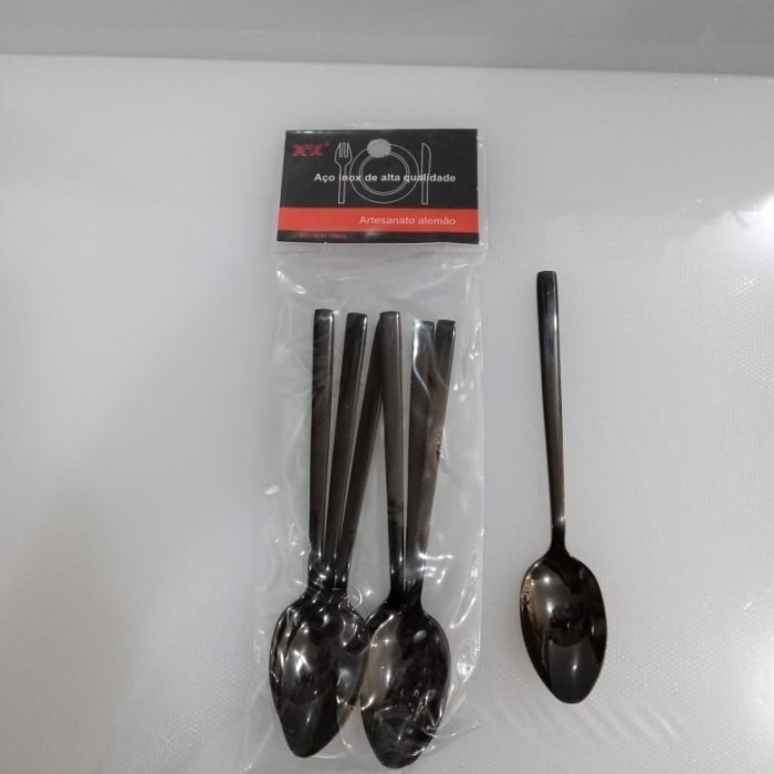 Jual Black spoon fork sendok garpu stainless warna hitam tebal gagang ...