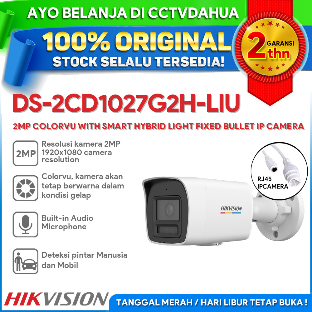 Jual HIKVISION DS-2CD1027G2H-LIU 2MP COLORVU HYBRID LIGHT BULLET IP CAMERA | Shopee Indonesia