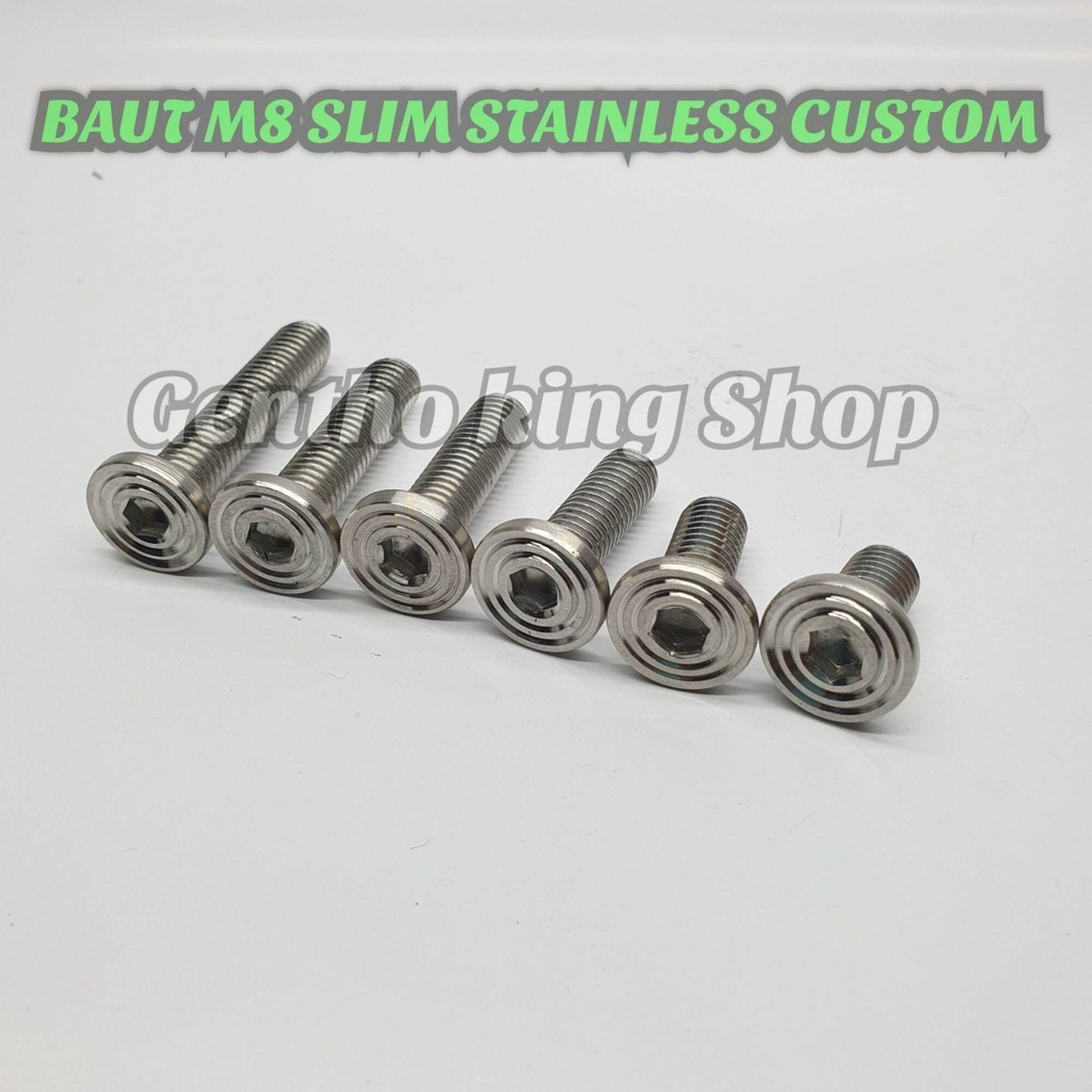 Jual BAUT L SLIM FLAT DATAR CUSTOM M8/BAUT 12 STAINLESS 304 UNIVERSAL ALL MOTOR | Shopee Indonesia