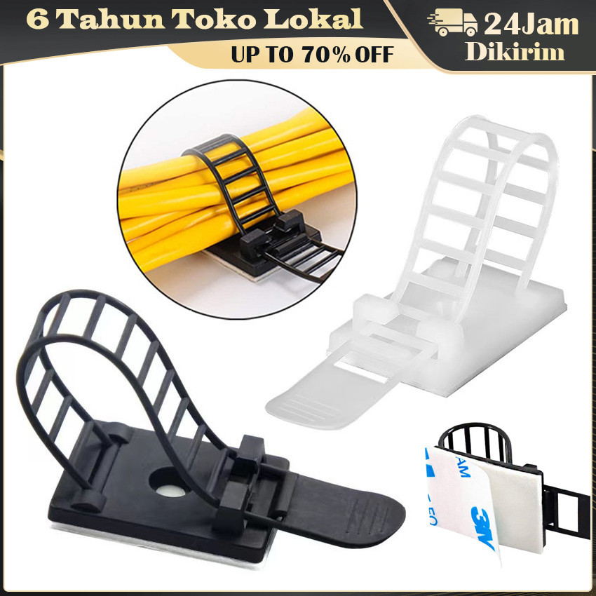 Jual Klem Kabel Tempel Tape / CL-2 Flexible Cable Tie Holder Wire Clamp ...