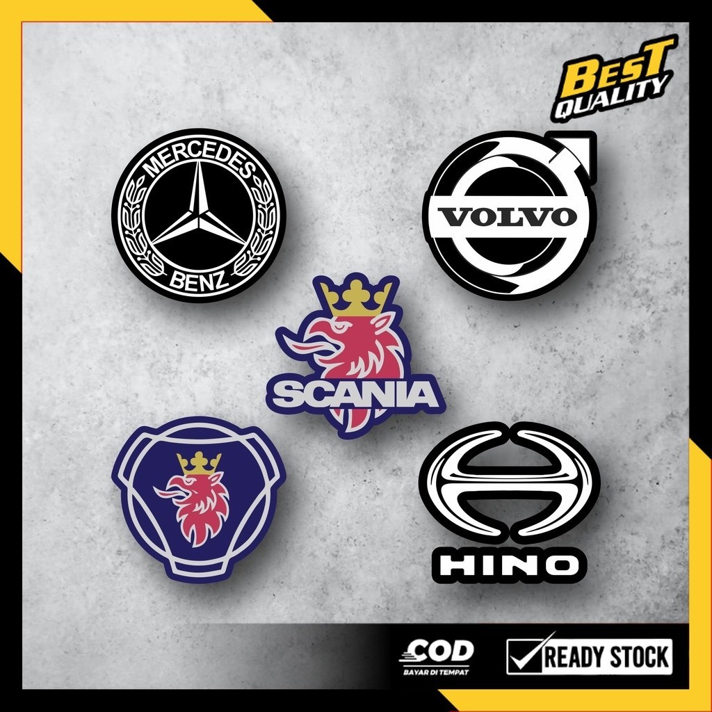 Jual Stiker Bus 5 PCS STIKER LOGO MESIN SCANIA HINO MERCEDES VOLVO ...