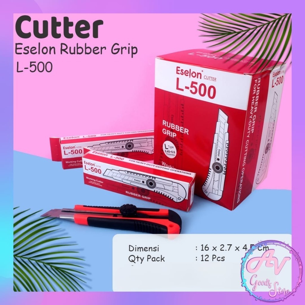 Jual Cutter L500 RUBBER Grip Eselon / Pisau Cutter L-500 / Working ...