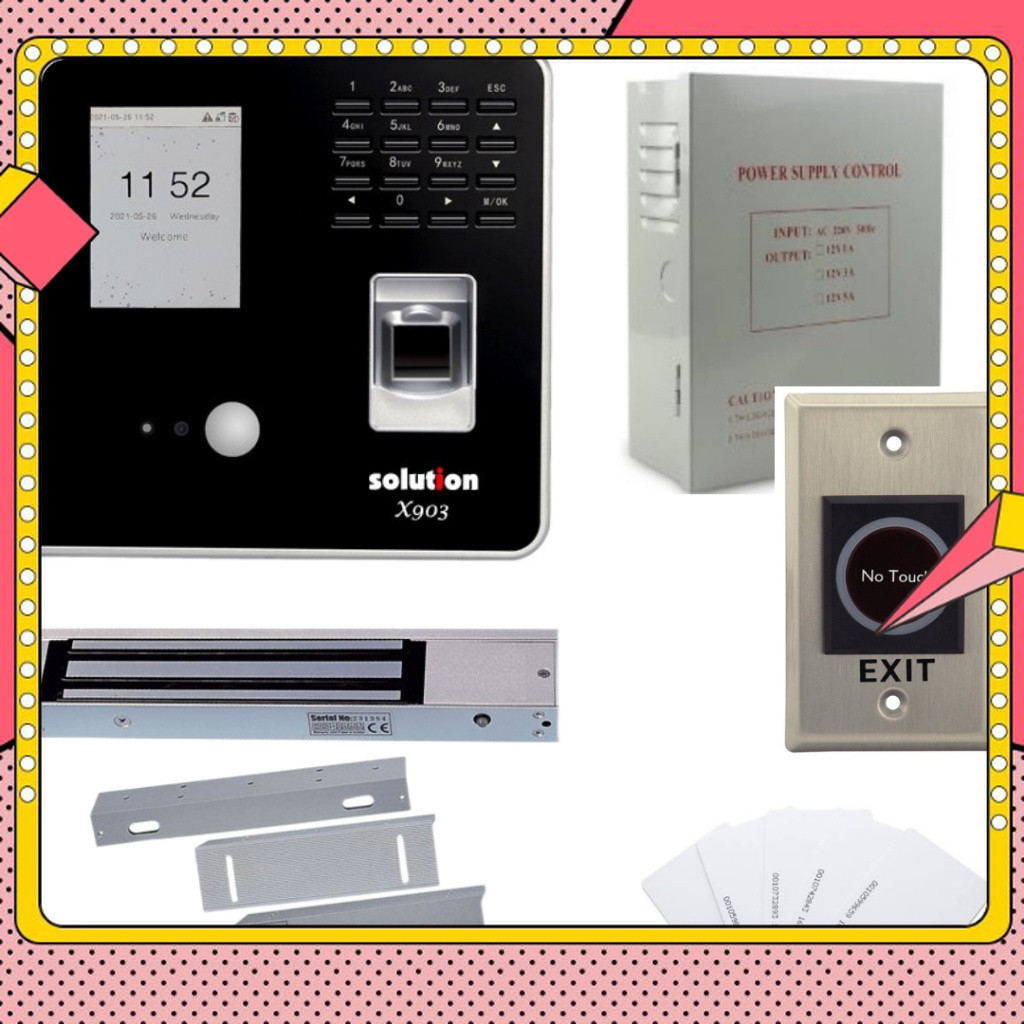 Jual access control solution x903 mesin Absensi wajah akses door fingerprint wifi paket access ...