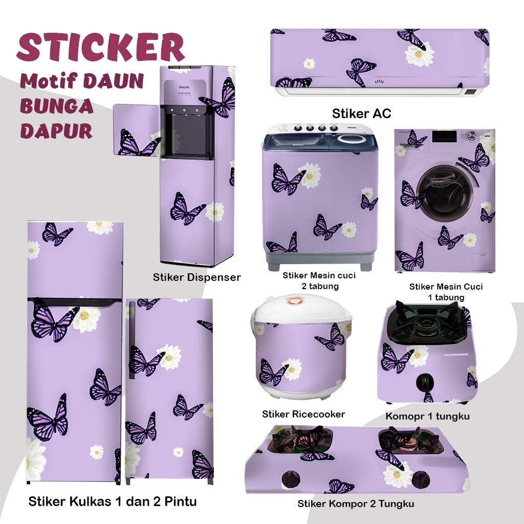 Jual Hiasan Dapur Stiker kulkas kompor mesin cuci 1 2 pintu tabung mata ...