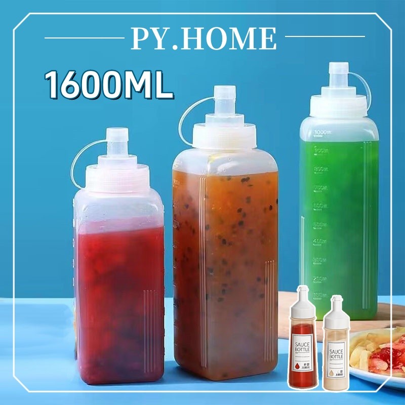 Jual 1600ML Botol Saus Plastik Botol Cuka Dengan Angka Takaran Botol ...