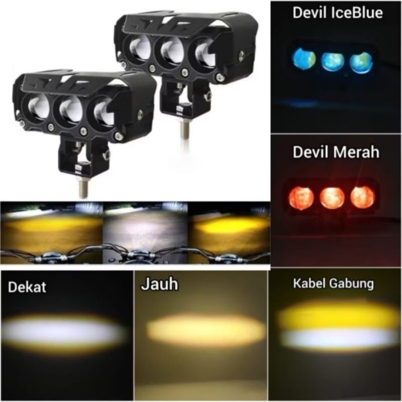 Jual Lampu Tembak Sorot SQL 3 Mata Devil Eye 12 Volt - 24 Volt Truck ...