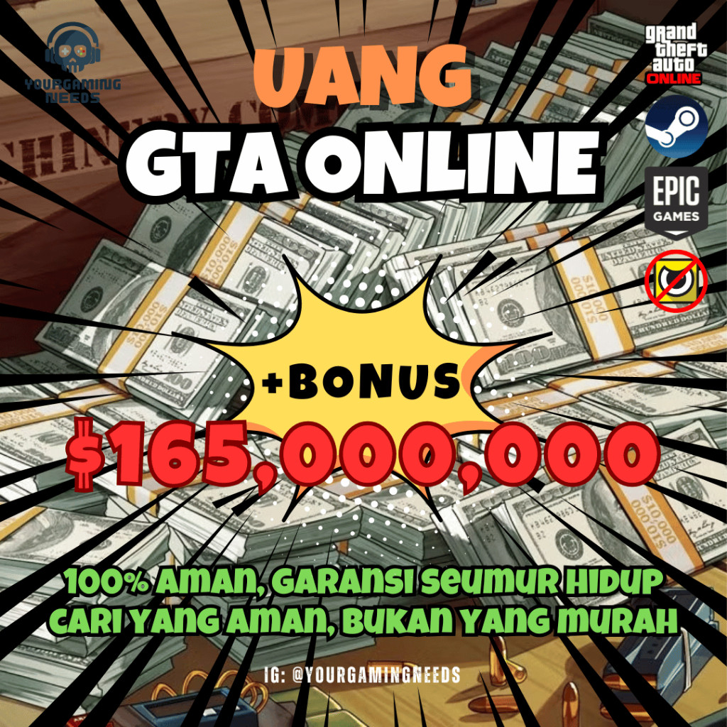 Jual (GARANSI) Uang GTA 5 Online PC Grand Theft Auto V Cash Rank Unlock ...
