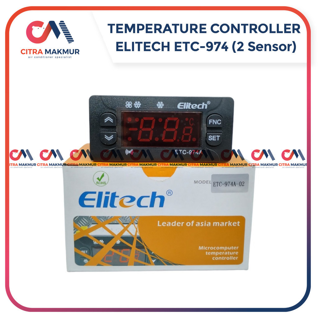 Jual Elitech Temperature Controller Thermostat Kulkas ETC 974 2 Sensor Suhu Defrost Panel ...