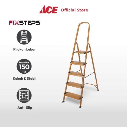 Jual Fixsteps Tangga Lipat Aluminium 5 Wide Steps Motif Kayu Household ...