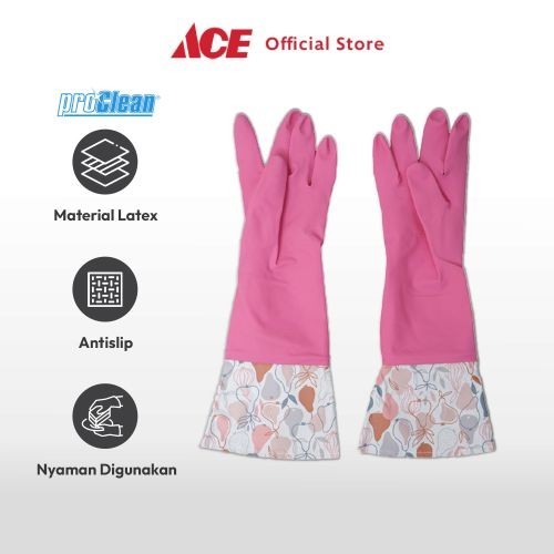 Jual Ace Proclean Sarung Tangan Dapur Printed Cuff Rubber Cleaning Hand ...