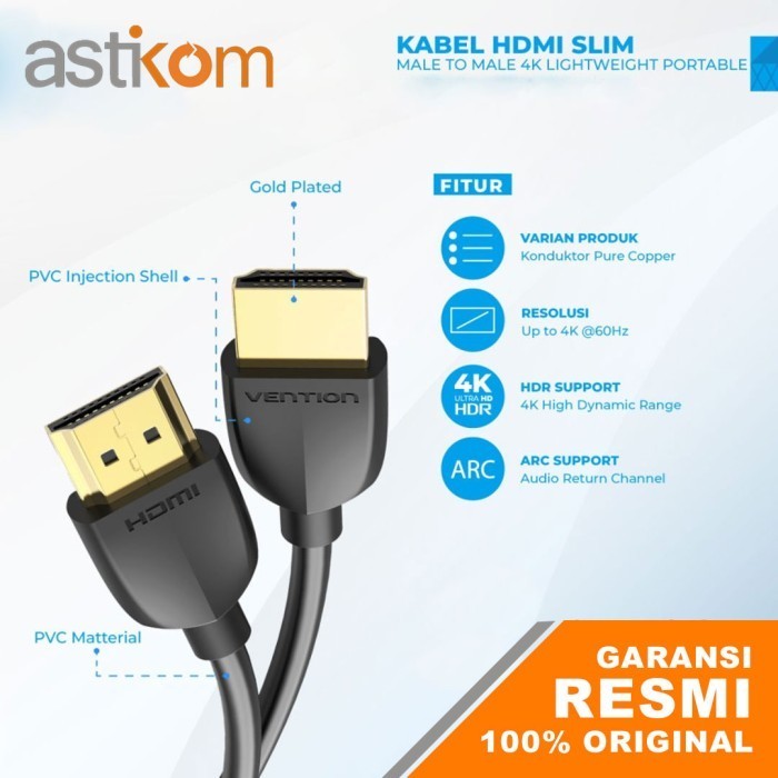 Jual Kabel HDMI Vention AAI Black Portable Slim 0,5M 1M 1,5 M 2M 3M | Shopee Indonesia