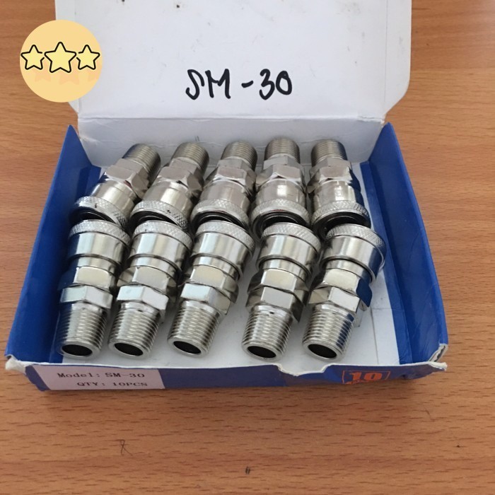Jual QUICK COUPLER SM30 3/8" sambungan selang kompresor recoil kopler ...