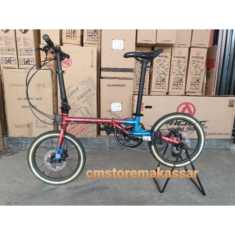 Jual Sepeda Lipat Element Troy X 10 Speed Red Blue Chromoly Folding ...