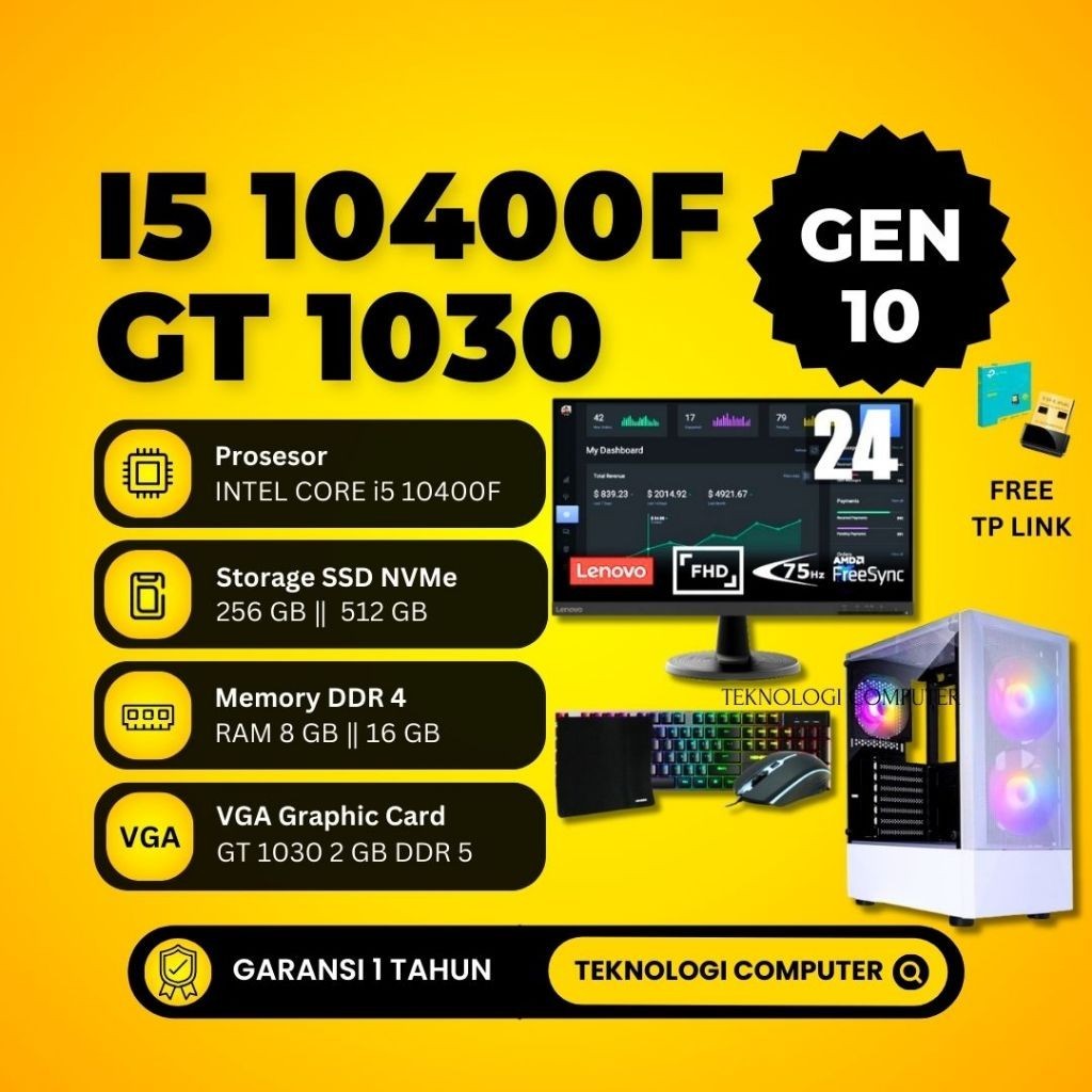 Jual Core i5 10400F | Gen 10 | VGA 2 GB | PC Gaming | Rakitan | Full Set | Shopee Indonesia