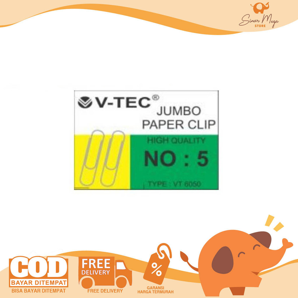 Jual Vtec Trigonal Clip No. 5 / Paper Clip / Penjepit klip kertas Jumbo ...