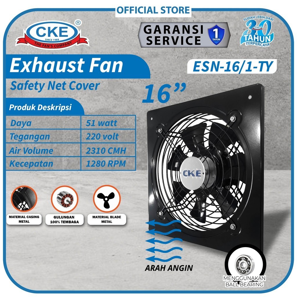 Jual Wall Exhaust Fan 16" Inch Kipas Exhaust Fan Dinding Industrial 16 Inch CKE | Shopee Indonesia