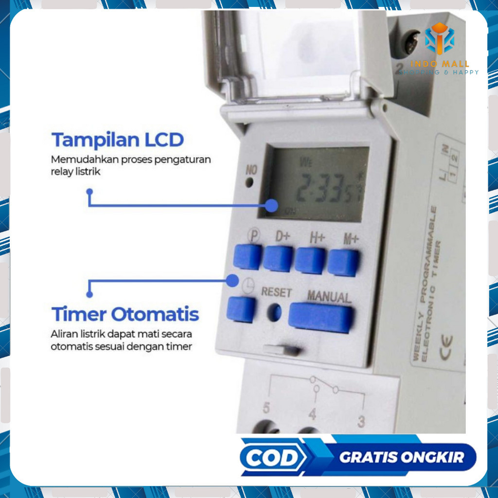 Jual [BISA COD] MCB Timer Programmable Switch Relay 16A 220V 2000W ...