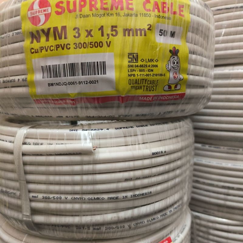 Jual KABEL NYM SUPREME 3X1,5 50M/KABEL TEMBAGA/KABEL LISTRIK | Shopee Indonesia