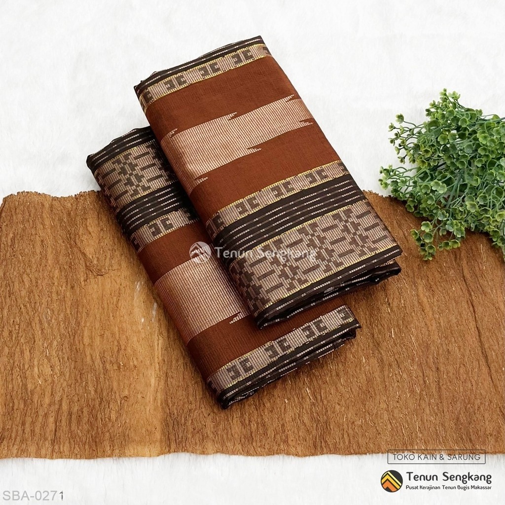 Jual Sarung Bugis Sutra Makassar Tenun Asli Cokelat Krem Hitam ...