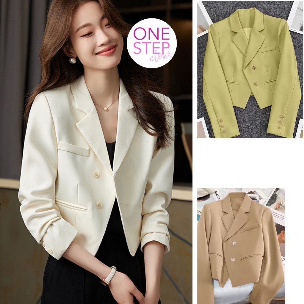 Jual Blazer Crop Saku Premium Tebal Casual Jas Korean Look Jual Blazer Crop Saku Premium Tebal Casual Jas Korean Look