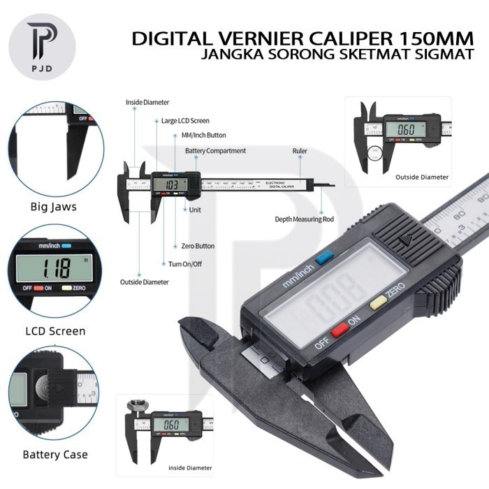 Jual Jangka Sorong Sketmat Sigmat Digital Vernier Caliper / Kaliper 150mm | Shopee Indonesia