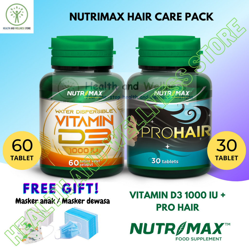 Jual Nutrimax Pro Hair 30 Tablet Dan Vitamin D3 1000 IU 60 Tablet Paket ...