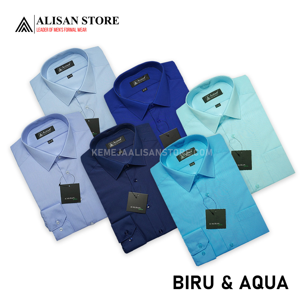 Jual KEMEJA ALISAN POLOS ORIGINAL BIRU PANJANG REGULER (B1, B2, B6, B7 ...