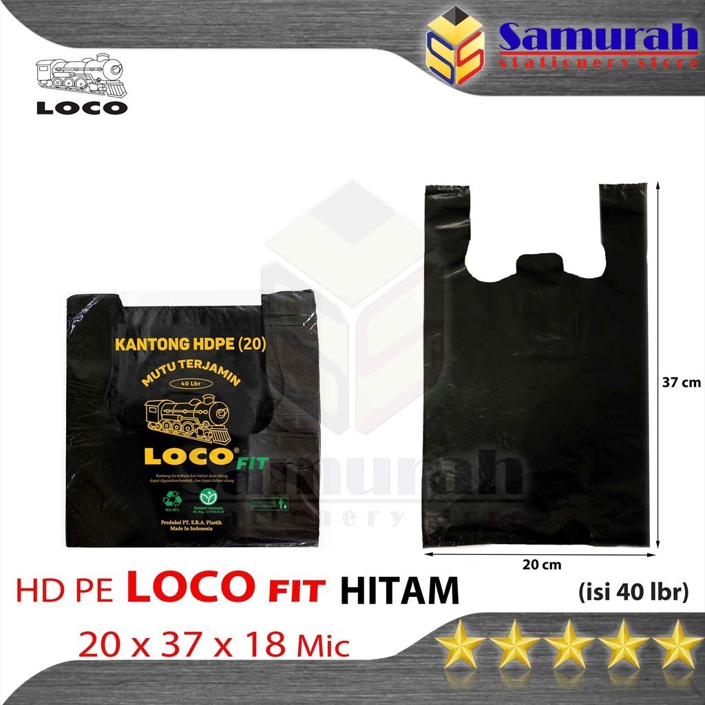 Jual Plastik HD Loco FIT Hitam lebar 20 / Kantong Kresek HDPE 20 x 37 ...