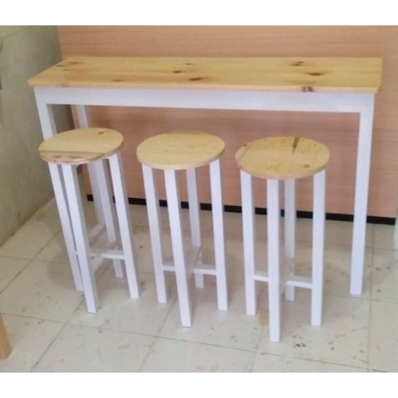 Jual meja bar, meja caffe bangku 3 bulet | Shopee Indonesia