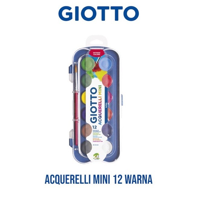 Jual Watercolour Giotto Acquerelli Mini 12 Warna Paint Cakes Plus Kuas ...