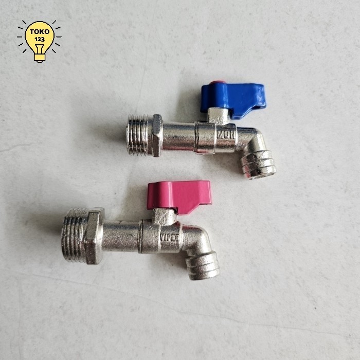 Jual Keran Besi Kran Air Tembok 1/2" 3/4" inci Gagang Pendek Taman WC ...