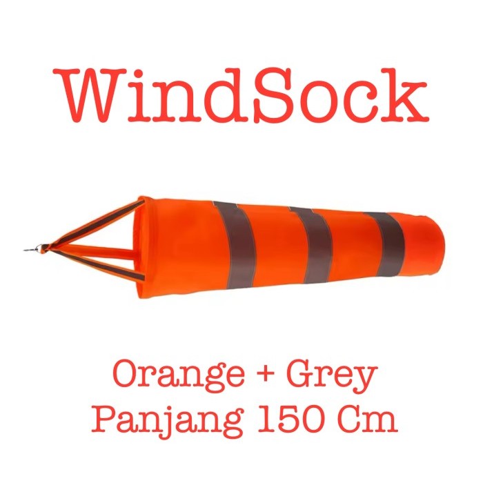 Jual HOJI Windsock 150cm Orange + Abu Abu Bendera Penunjuk Arah Mata ...