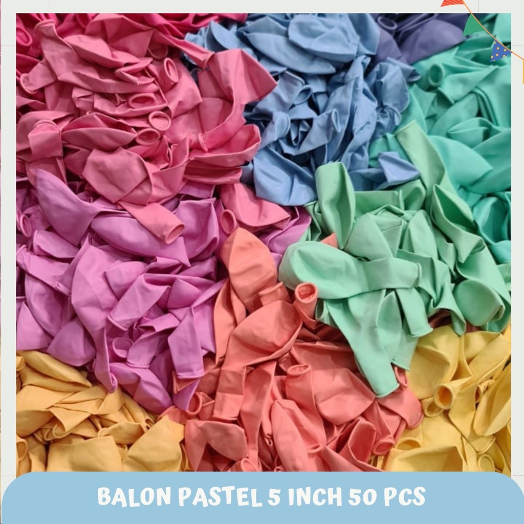 Jual Balon Pastel 5 inch isi 50 pcs / balon Latex Pastel Macaron ...