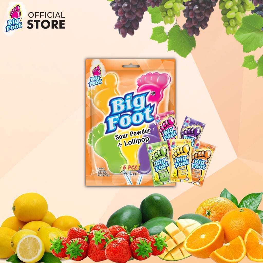 Jual Permen tangan kaki Big foot lollipop + sour powder permen lolipop ...