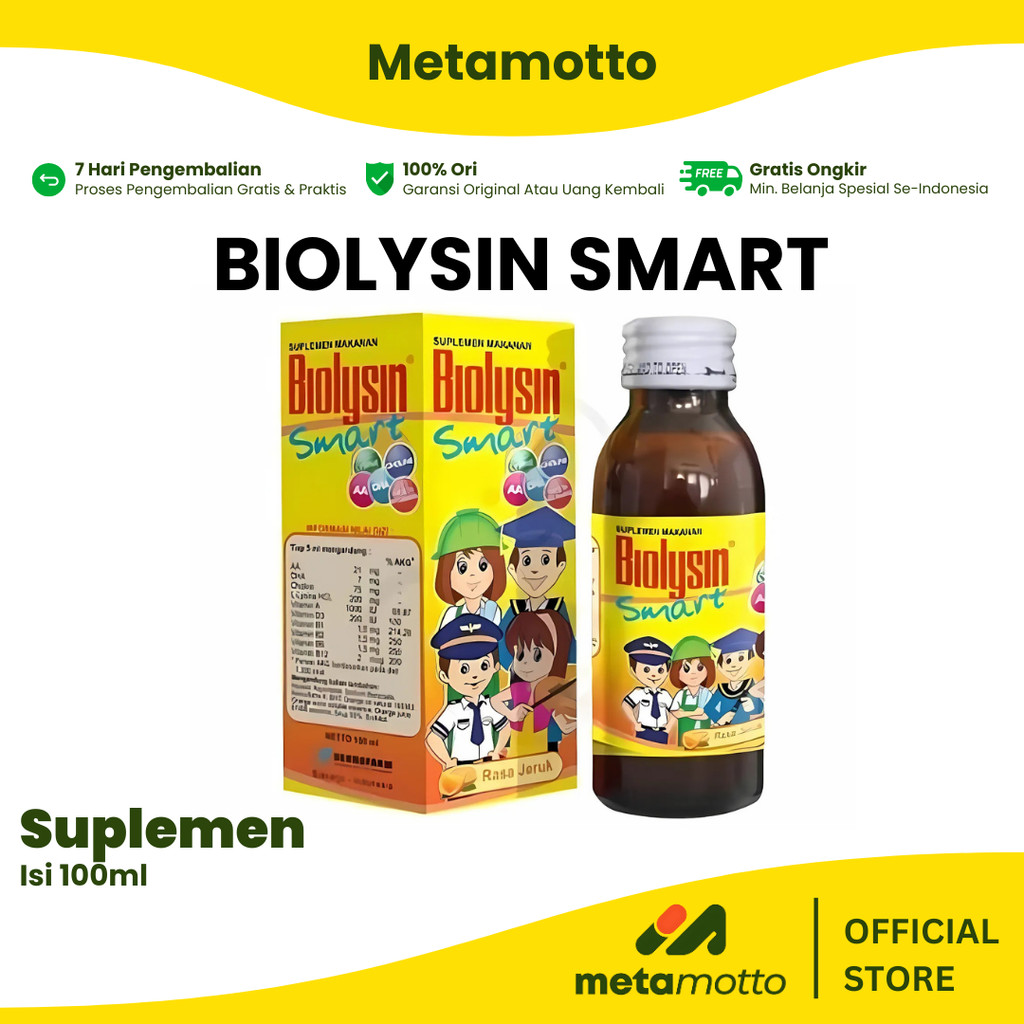 Jual BIOLYSIN SMART SYRUP 100ml & 60ml, Multivitamin dan Mineral ...
